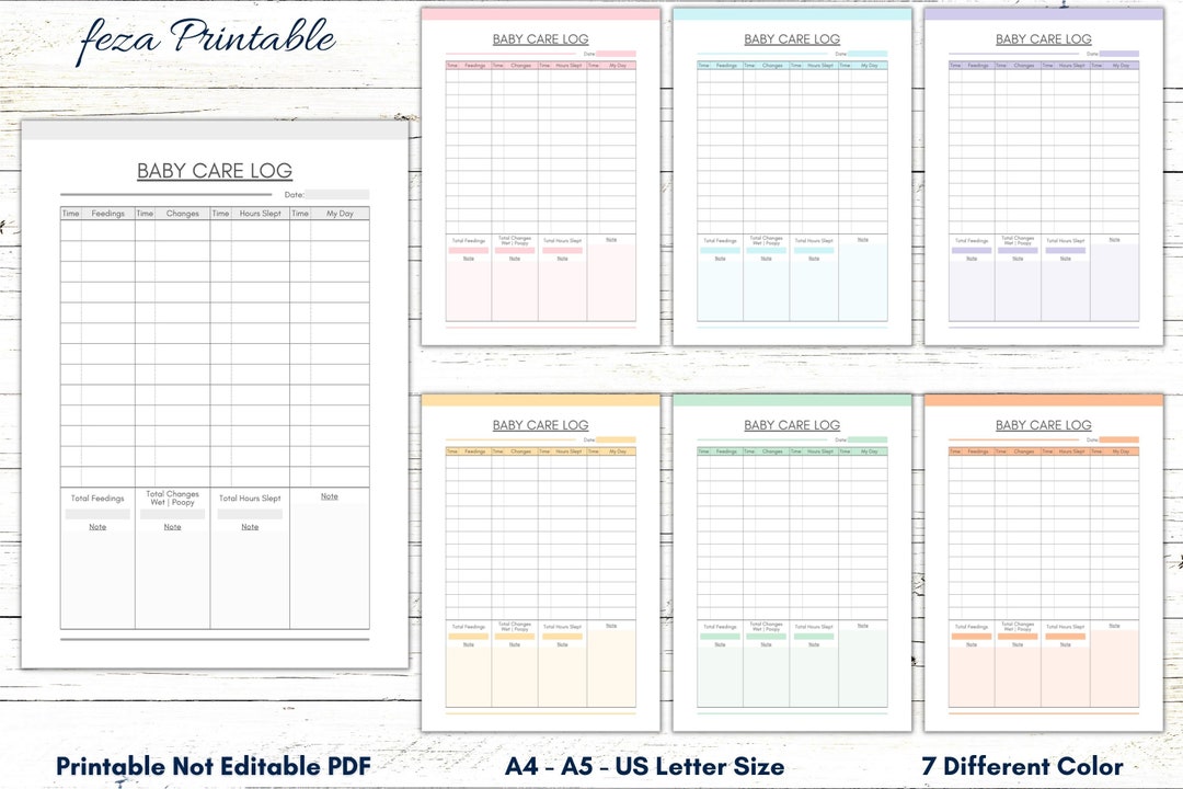 Printable Baby Care Log, Baby Care Planner Sheet, Baby Care Tracker ...