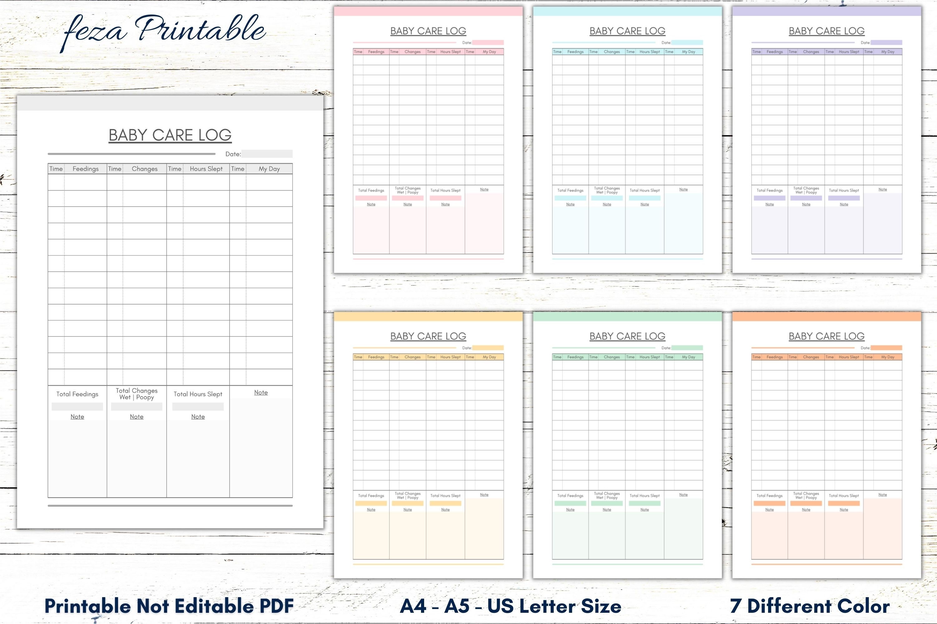 Printable Baby Care Log, Baby Care Planner Sheet, Baby Care Tracker ...