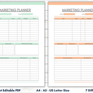 Printable Marketing Planner, Printable Marketing Template, Printable ...