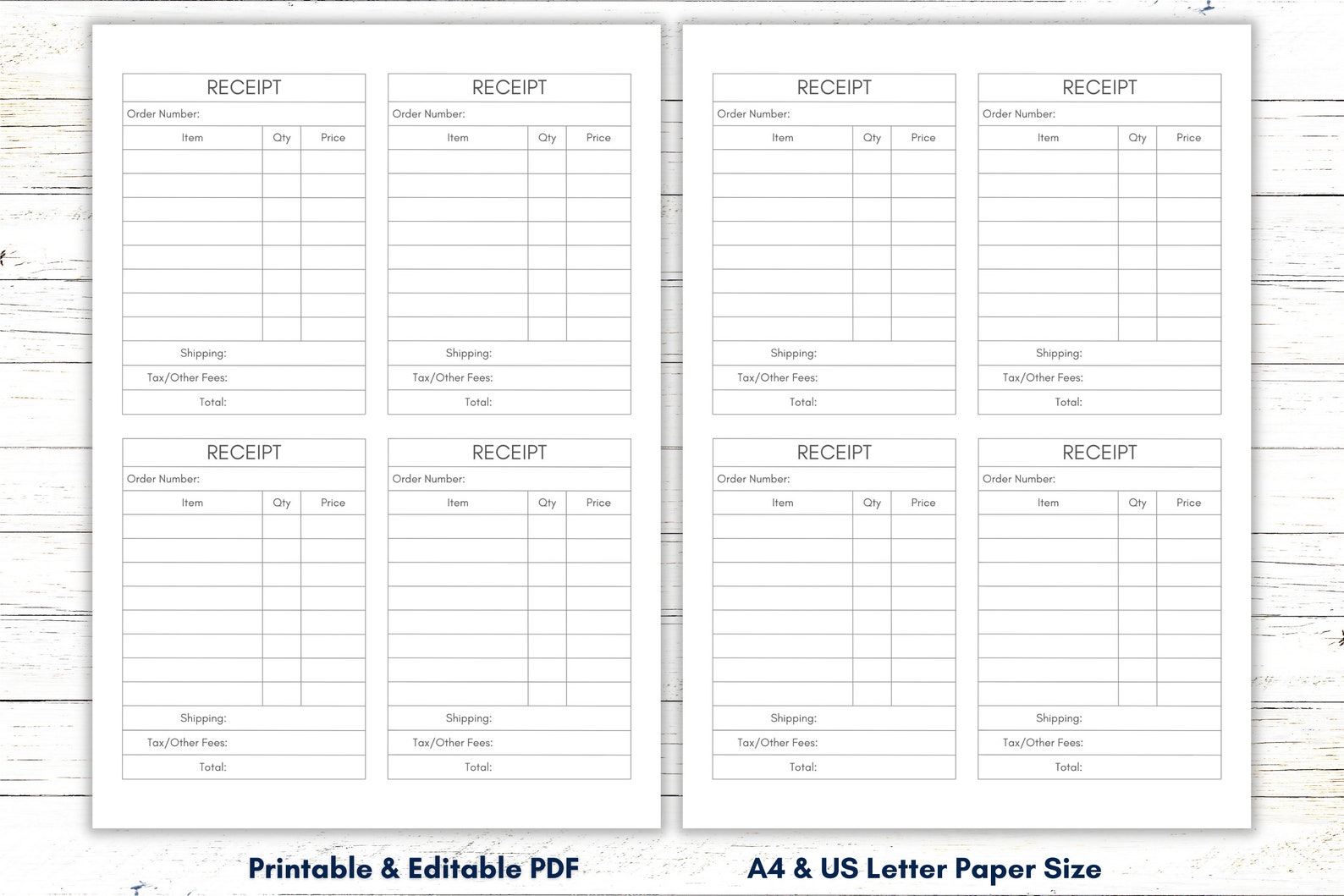 Printable Receipt Card Template, Editable Receipt Cards, Receipt ...