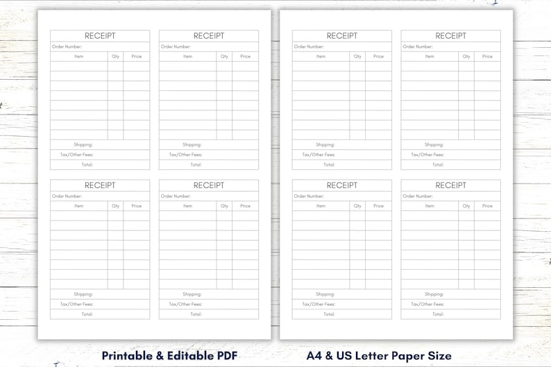 Printable Receipt Card Template, Editable Receipt Cards, Receipt ...