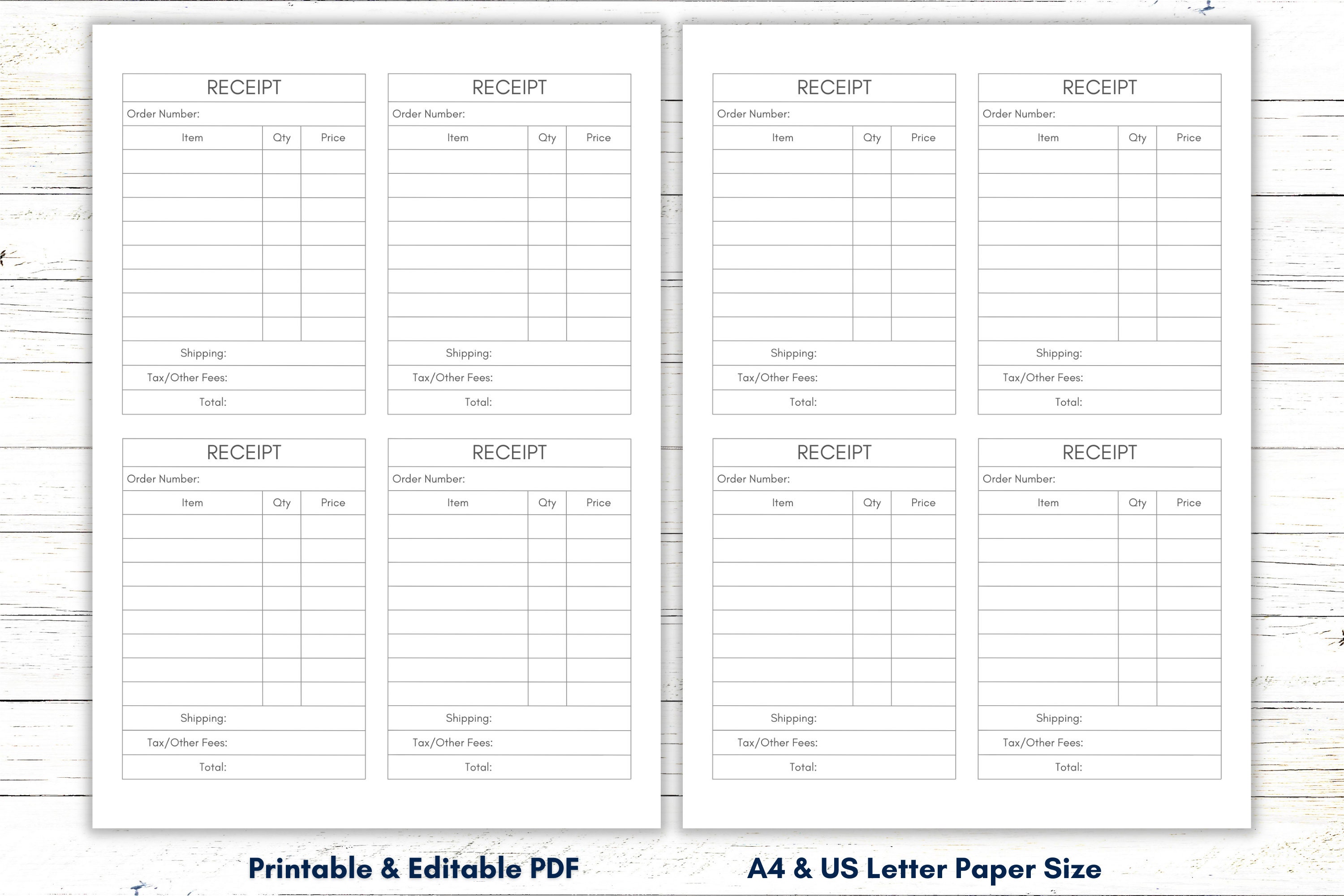 Printable Receipt Card Template, Editable Receipt Cards, Receipt ...