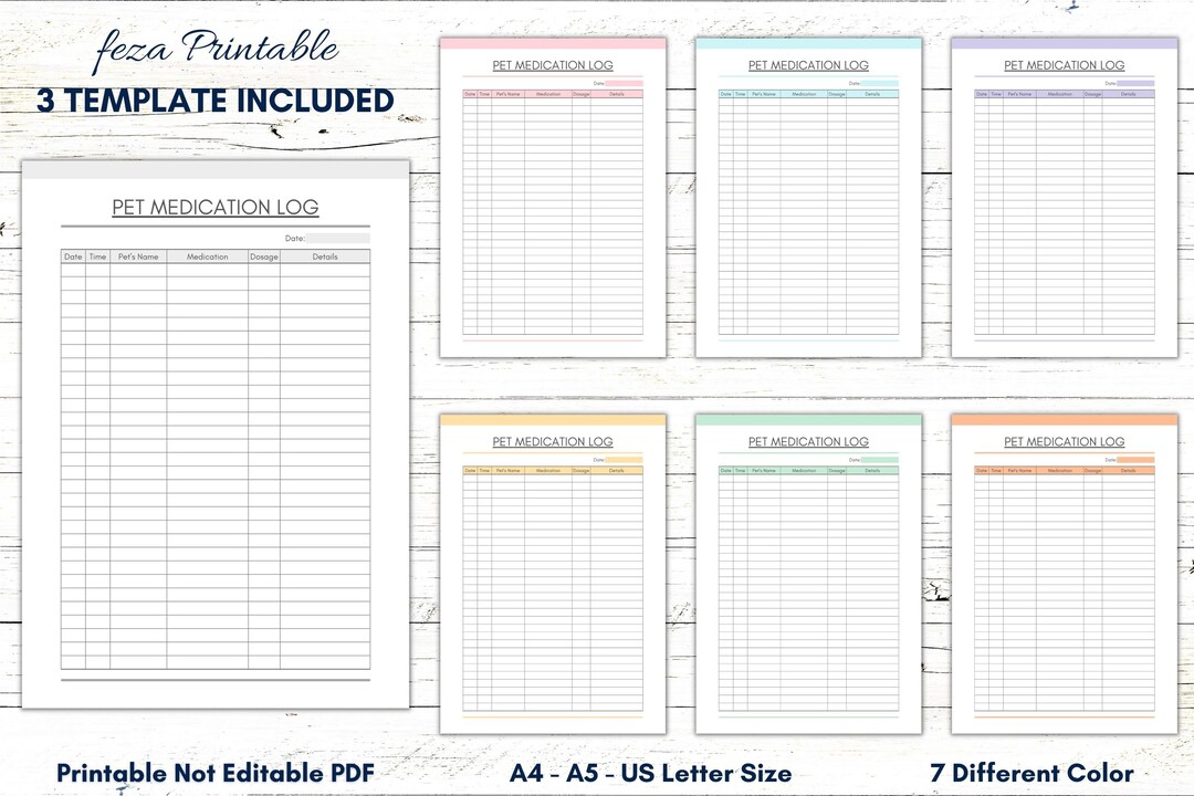 Printable Pet Health Care Log, Pet Vaccination Log, Animal Health Care ...