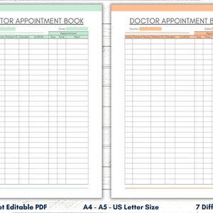 Printable Doctor Appointment Book, Medical Visit Tracker (A4, A5 ...