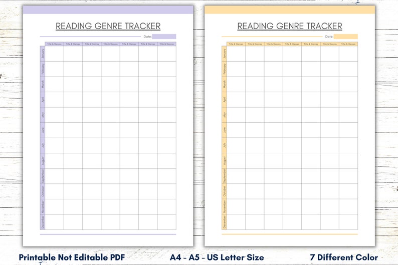 Reading Genre Tracker Printable Template, Reading Genre Chart, Reading ...