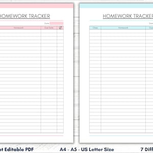 Printable Homework Tracker, Homework Log, PDF Homework Checklist ...
