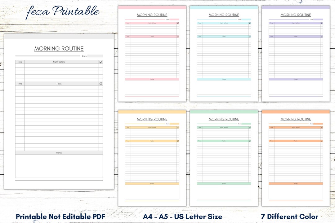 Morning Routine Sheet Printable Template, Morning Routine Log, Morning ...