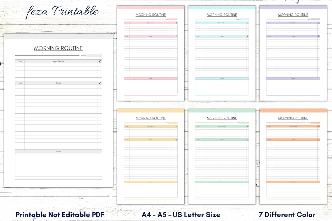 Morning Routine Sheet Printable Template, Morning Routine Log, Morning ...