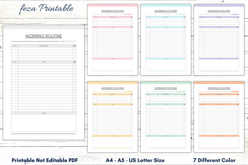 Morning Routine Sheet Printable Template, Morning Routine Log, Morning ...