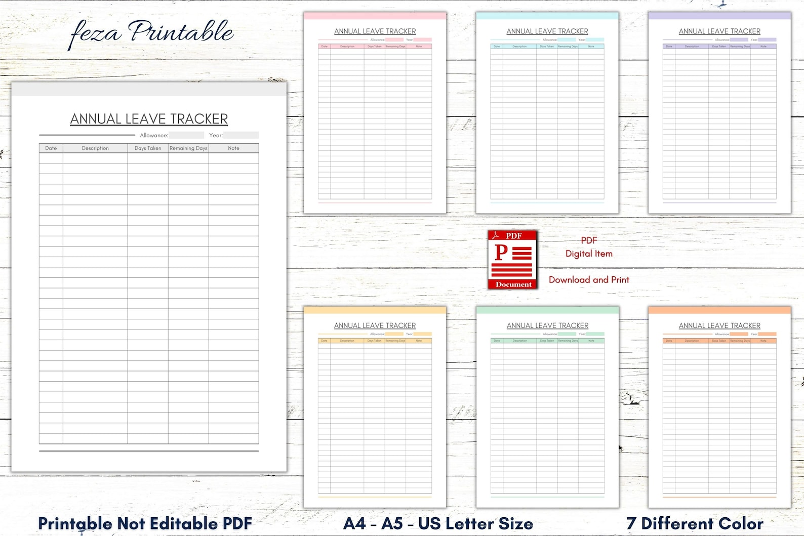 Annual Leave Tracker Template Printable, Work Leave Planner, Work Leave ...