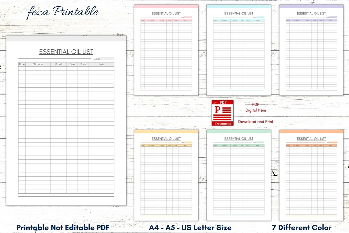 Printable Essential Oil List, Essential Oil Chart, Essential Oil List ...