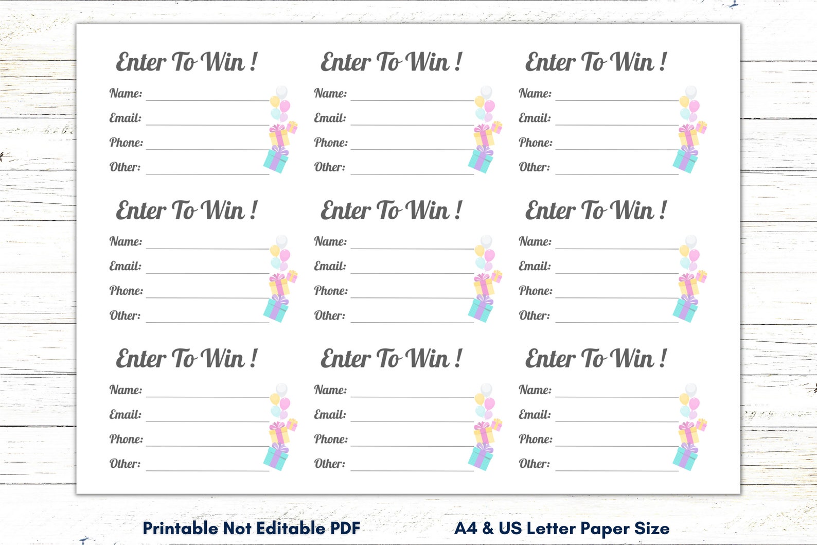 Raffle Ticket Printable, Raffle Ticket Template, Enter to Win Template ...