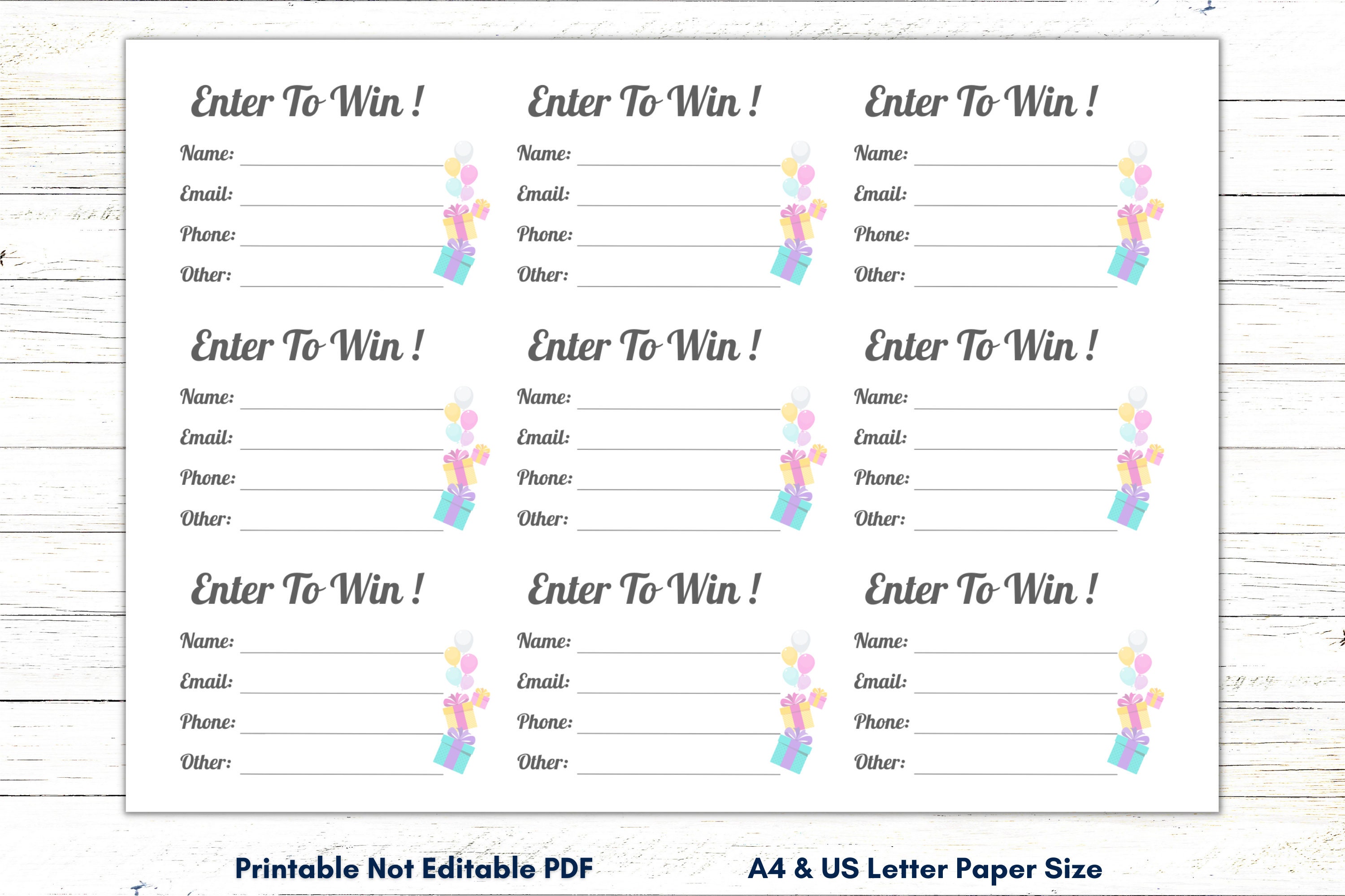 Raffle Ticket Printable, Raffle Ticket Template, Enter to Win Template ...