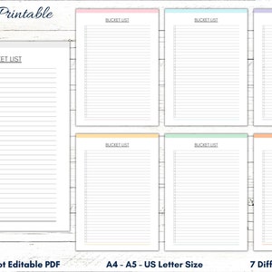 Bucket List Printable Template, Bucket List Sheet, Bucket List Bullet ...