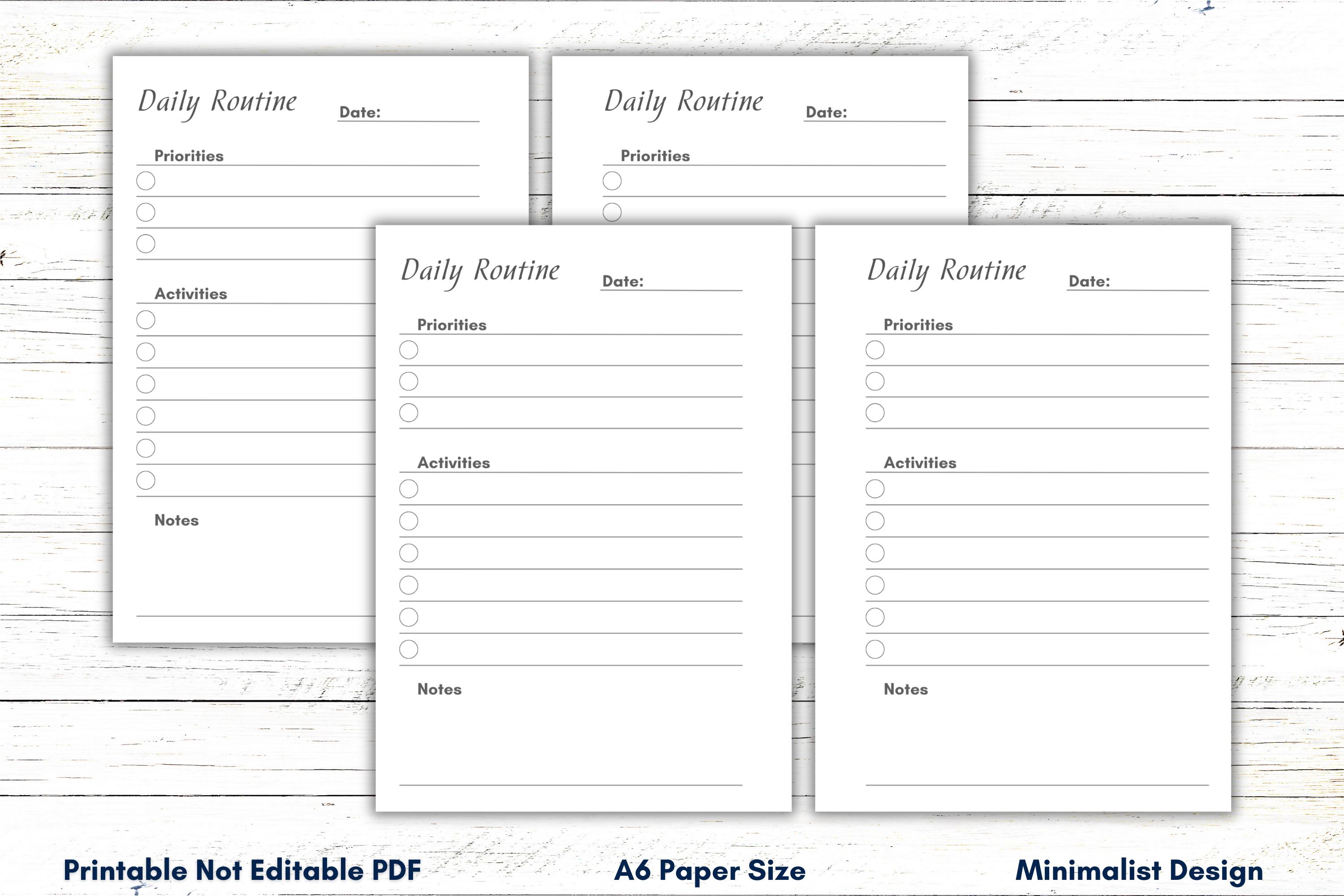 A6, Daily Routine Checklist, Routine Chart Printable, Routine Planner ...
