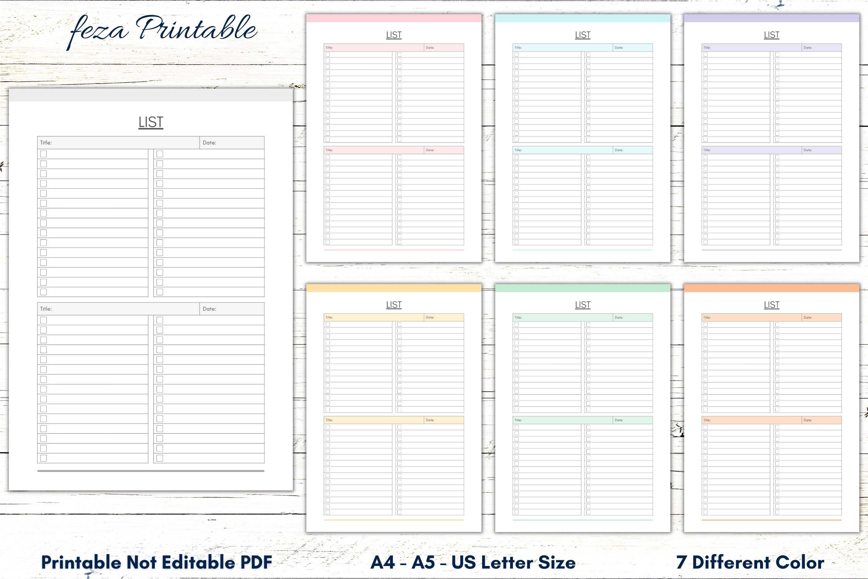 Blank List Template Printable Blank Checklist, Daily Weekly Yearly ...