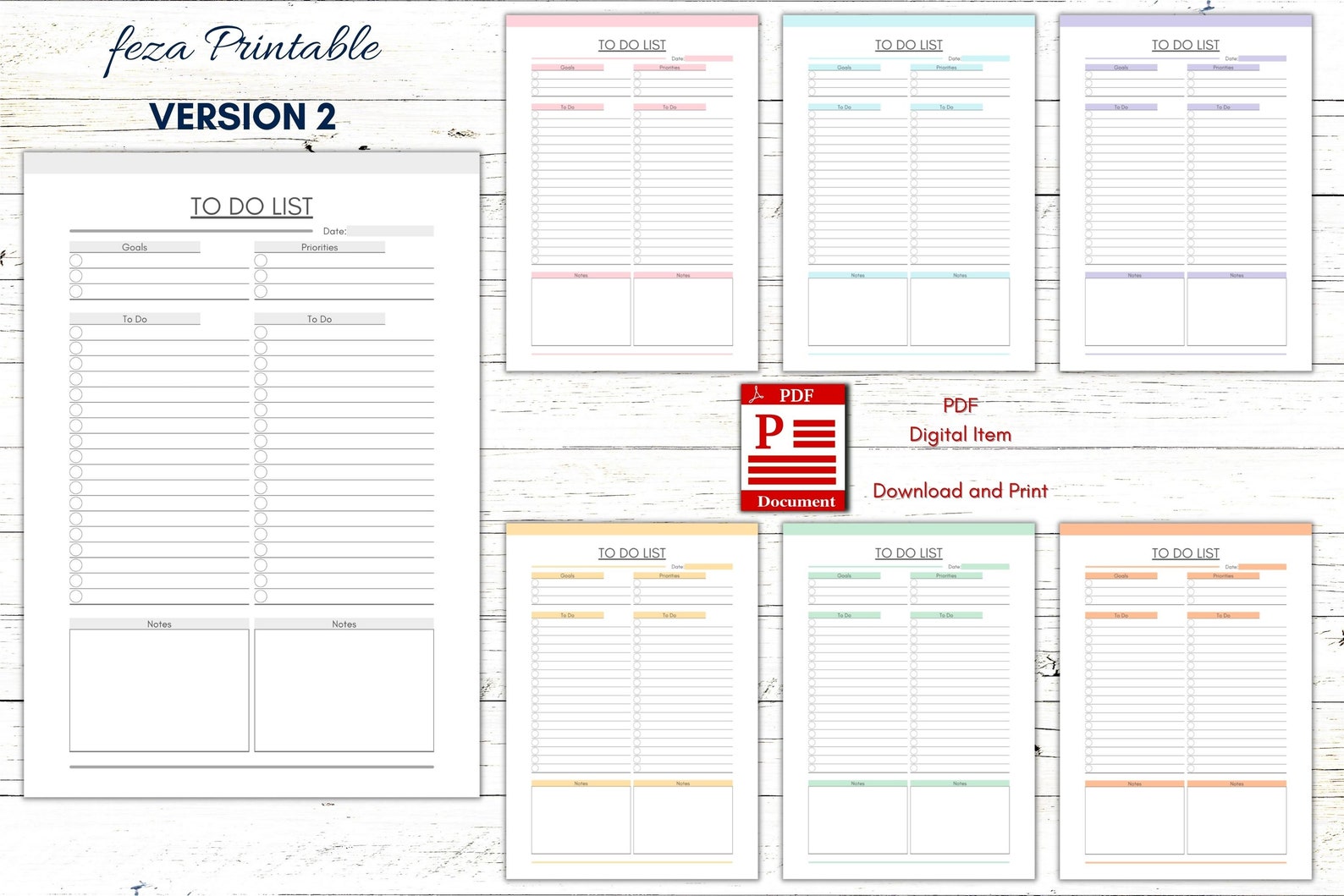 Printable to Do List, 2 Version Printable Minimalist to Do List, Daily ...