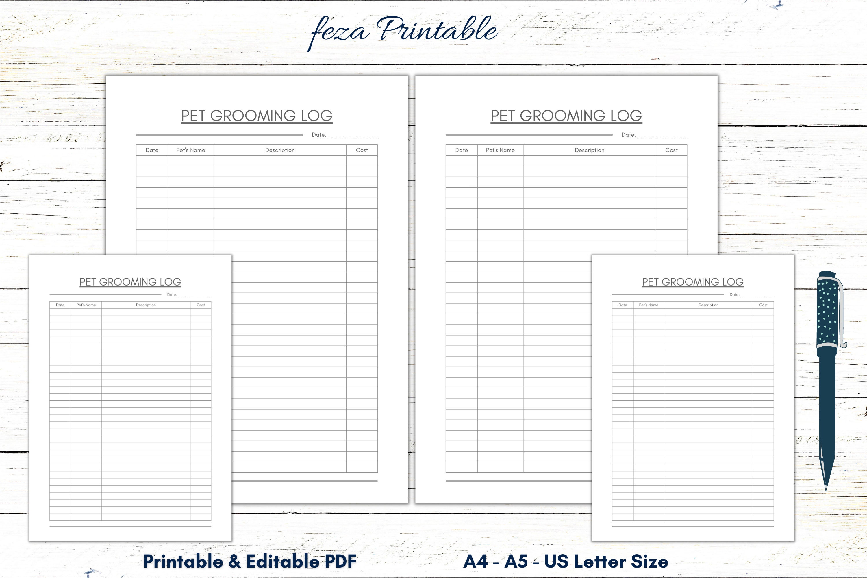 Pet Grooming Tracker Printable, Pet Grooming Log Editable, Pet Grooming ...