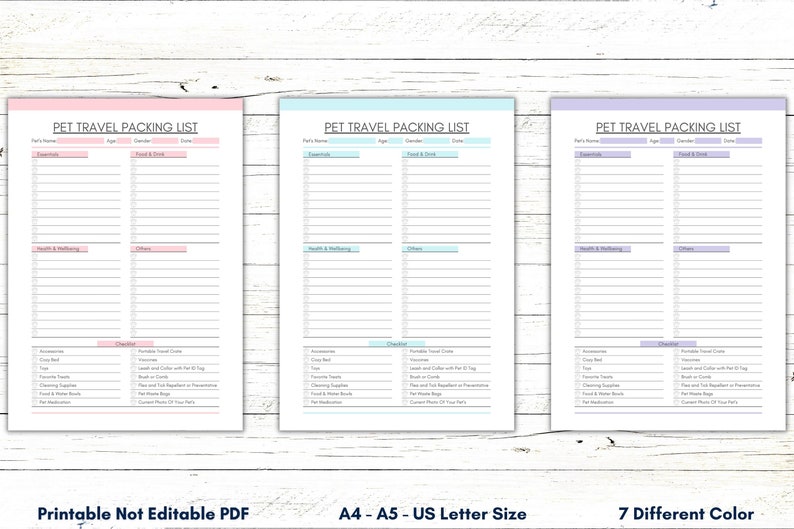 Printable Pet Travel Packing List, Pet Travel Packing Checklist ...