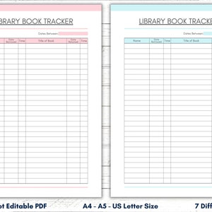Printable Library Book Tracker, PDF Library Book Log, Book Lover ...