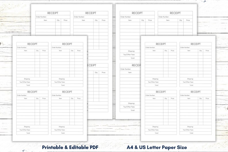 Printable Receipt Card Template, Editable Receipt Cards, Receipt ...