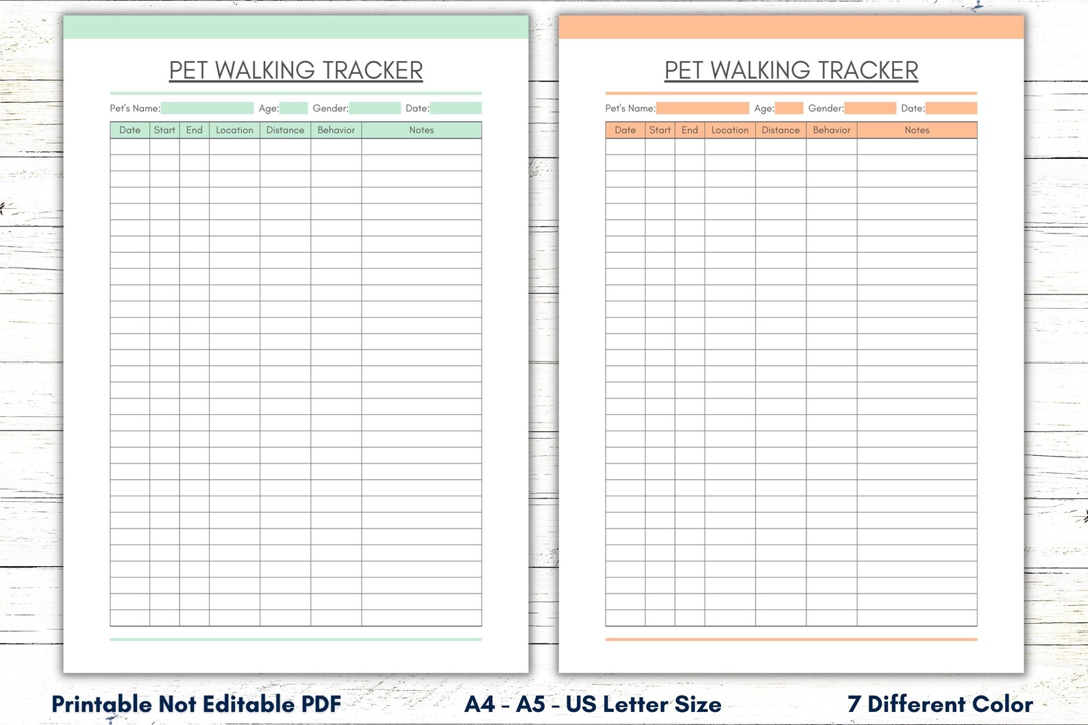 Printable Pet Walking Tracker, Dog Walking Planner, Dog Walking ...