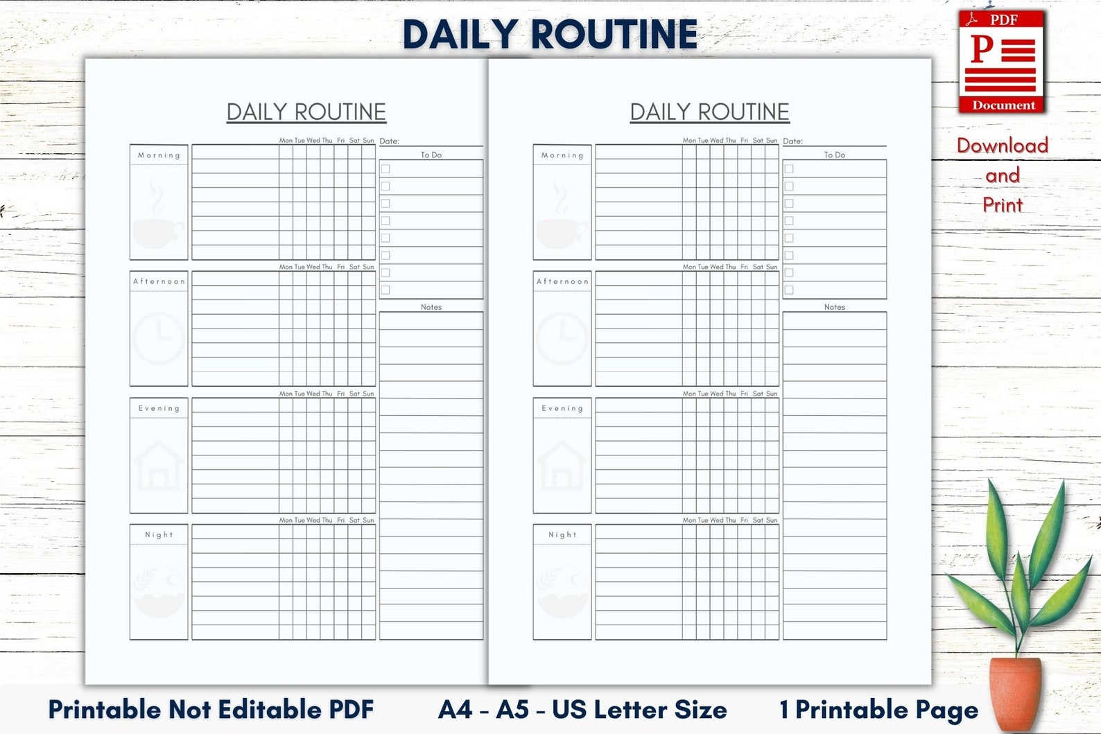 Printable Daily Routine Daily Routine Chart Printable Daily | Etsy
