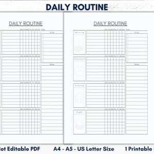 Printable Daily Routine Daily Routine Chart Printable Daily | Etsy