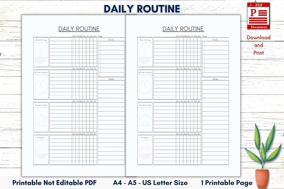 Printable Daily Routine Daily Routine Chart Printable Daily | Etsy