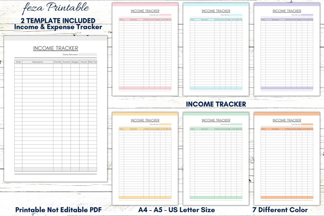 Printable Income Tracker, Income Sheet, Budget Planning, Expense ...