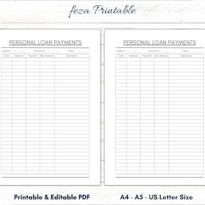 Personal Loan Payment Tracker Printable Template, Editable Loan ...