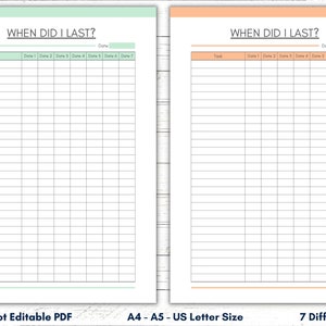 Printable When Did I Last Template, Date Tracker, Last Time Tracker ...