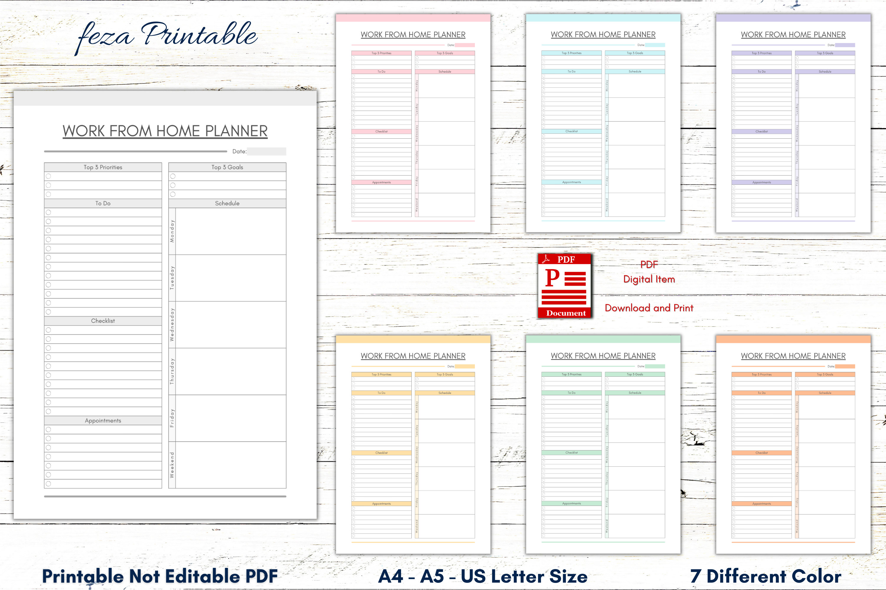 Work From Home Weekly Planner Printable Template, Working to Do List ...