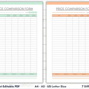 Printable Price Comparison Template, Grocery Price Comparison Form ...