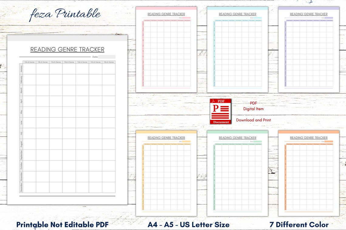Reading Genre Tracker Printable Template, Reading Genre Chart, Reading ...