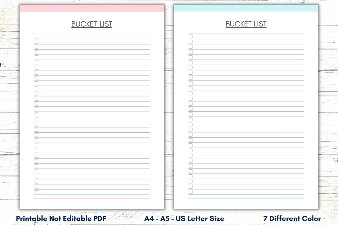 Bucket List Printable Template, Bucket List Sheet, Bucket List Bullet ...