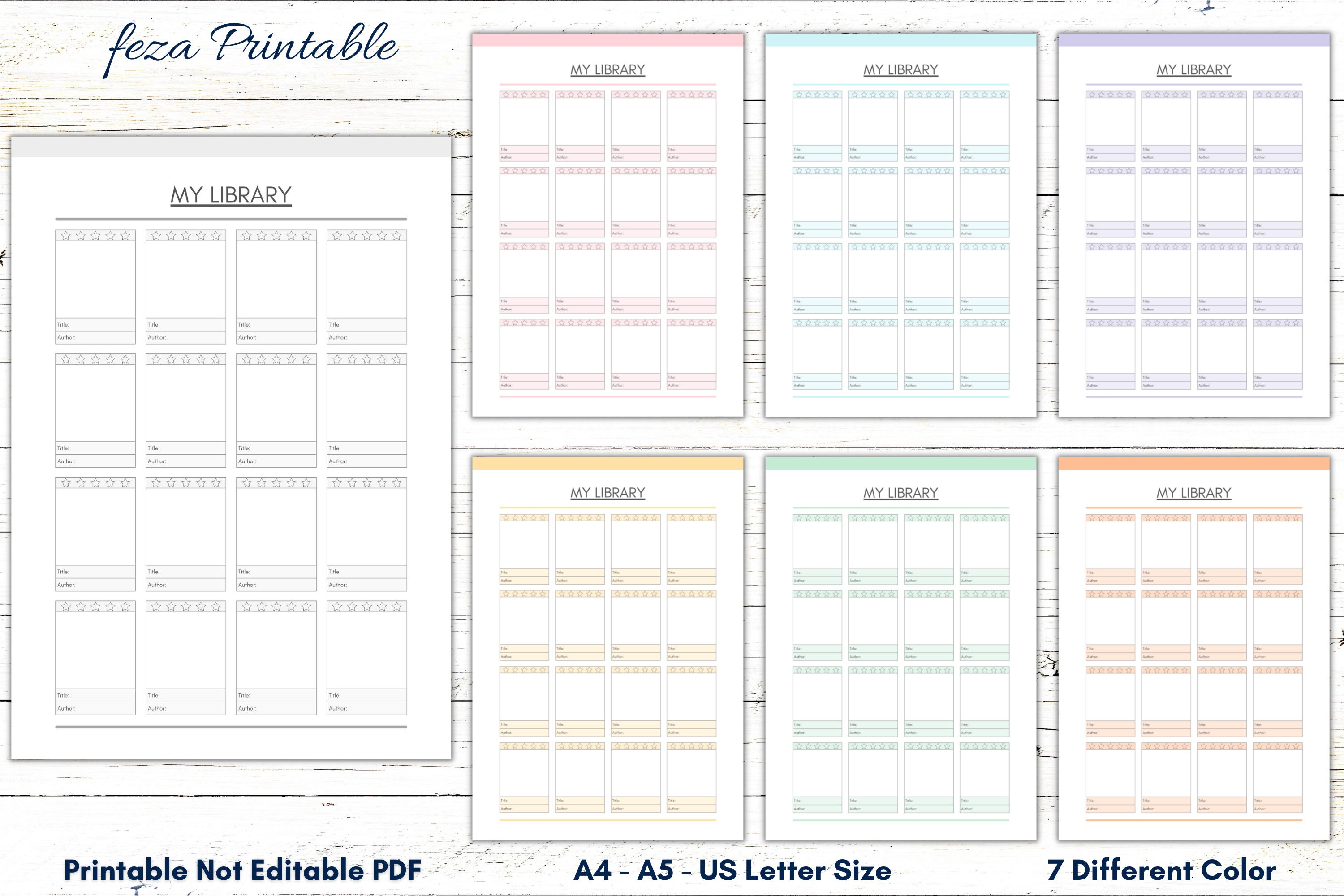 Library Planner Printable Template, Library Overview, Library List ...