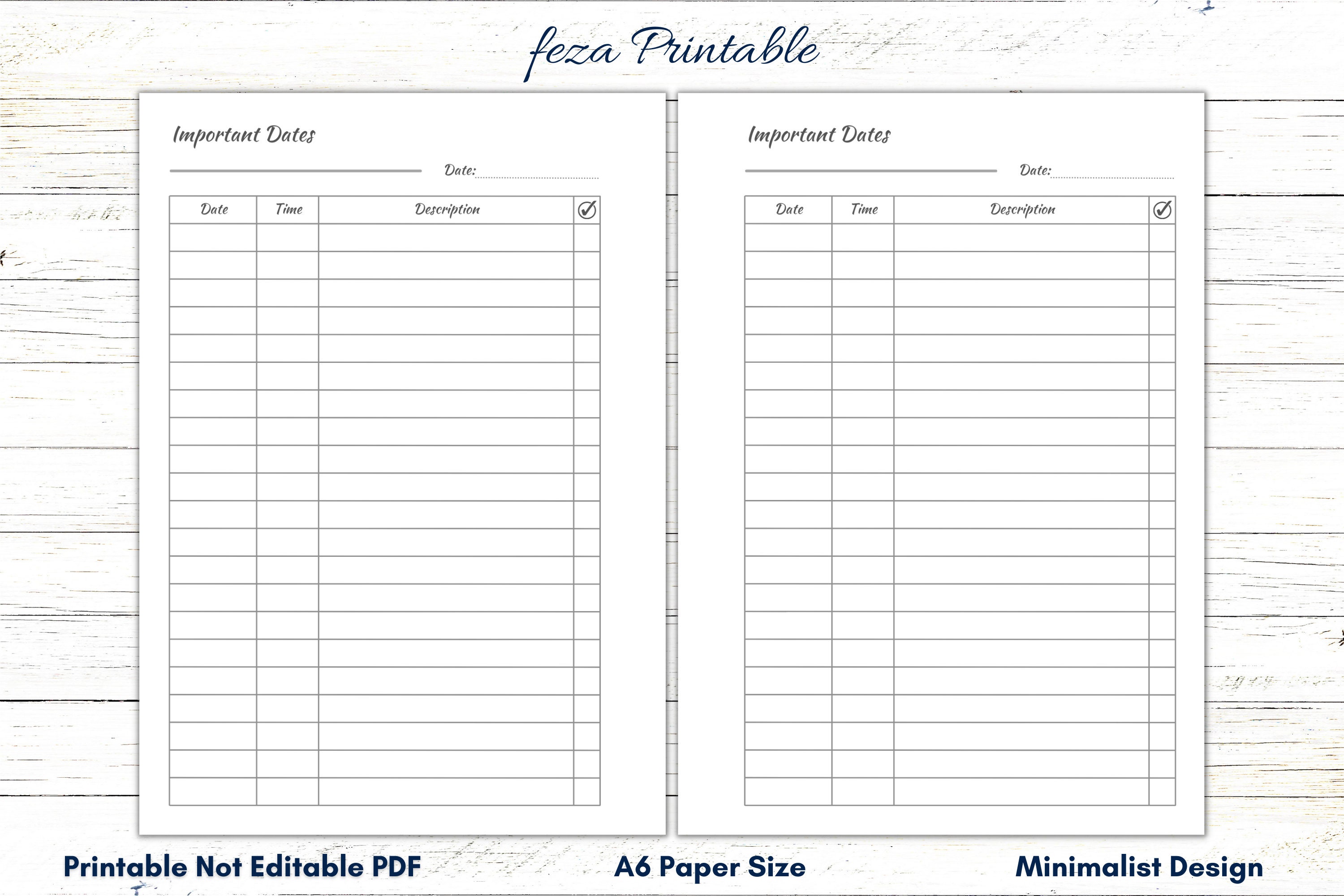 A6 Important Dates Printable, Important Dates Tracker, Important Dates ...