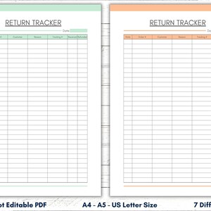 Printable Returns Tracker, Business Returns Sheet, Sales Returns ...