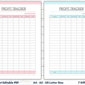 Printable Profit Tracker, Printable Profit Log, Printable Profit ...
