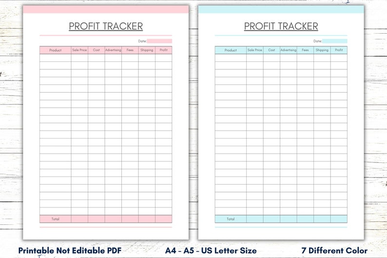 Printable Profit Tracker, Printable Profit Log, Printable Profit ...