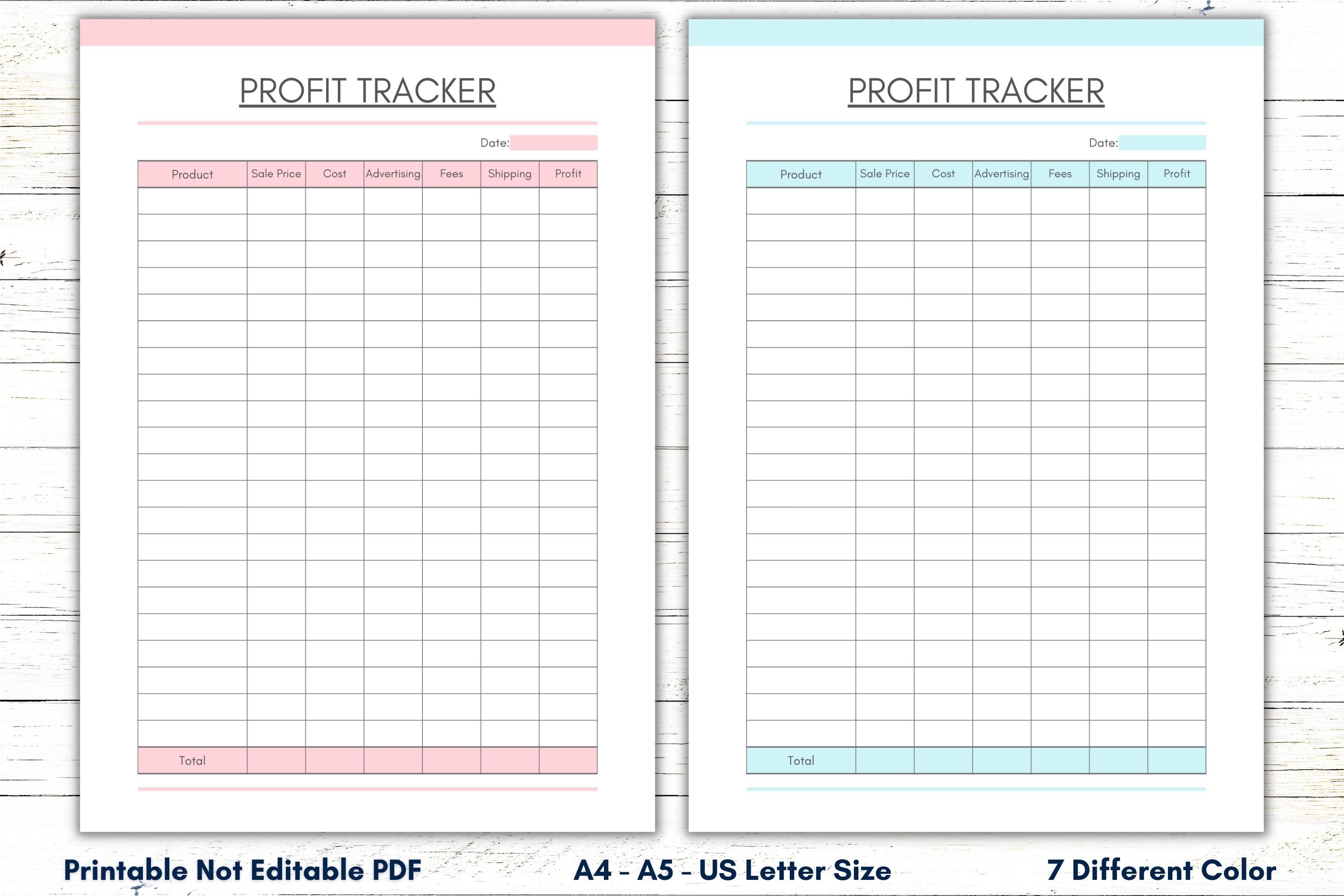 Printable Profit Tracker, Printable Profit Log, Printable Profit ...