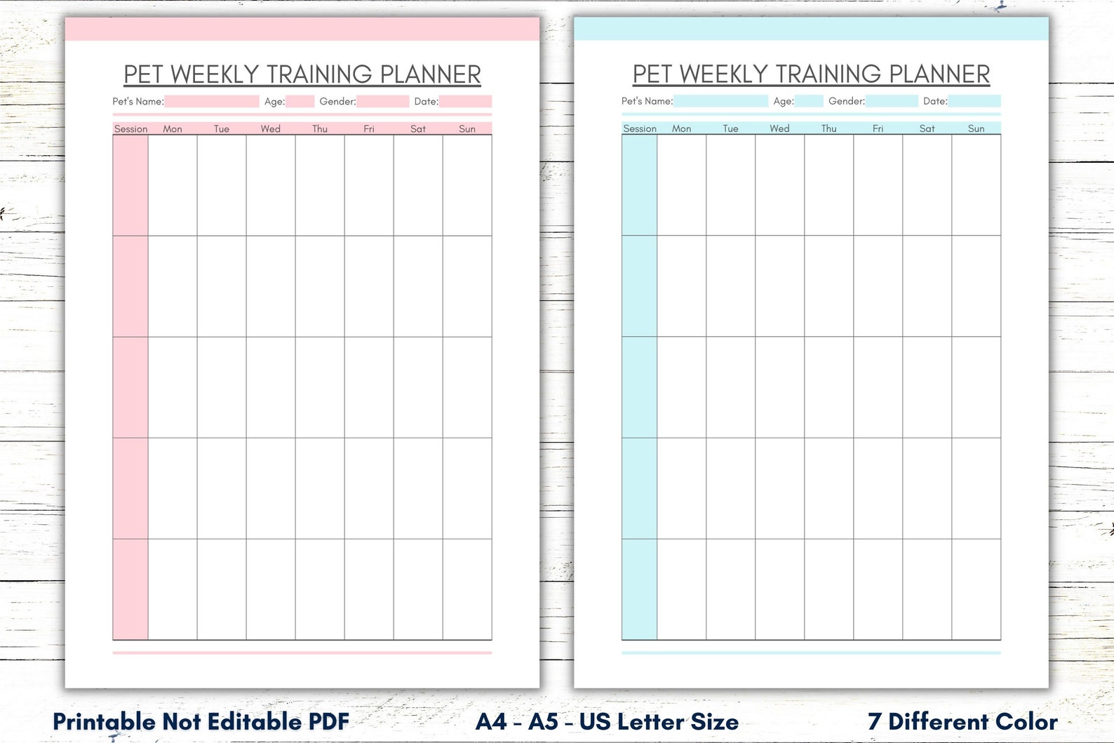Printable Pet Training Log, Puppy Training Planner, Weekly Training ...