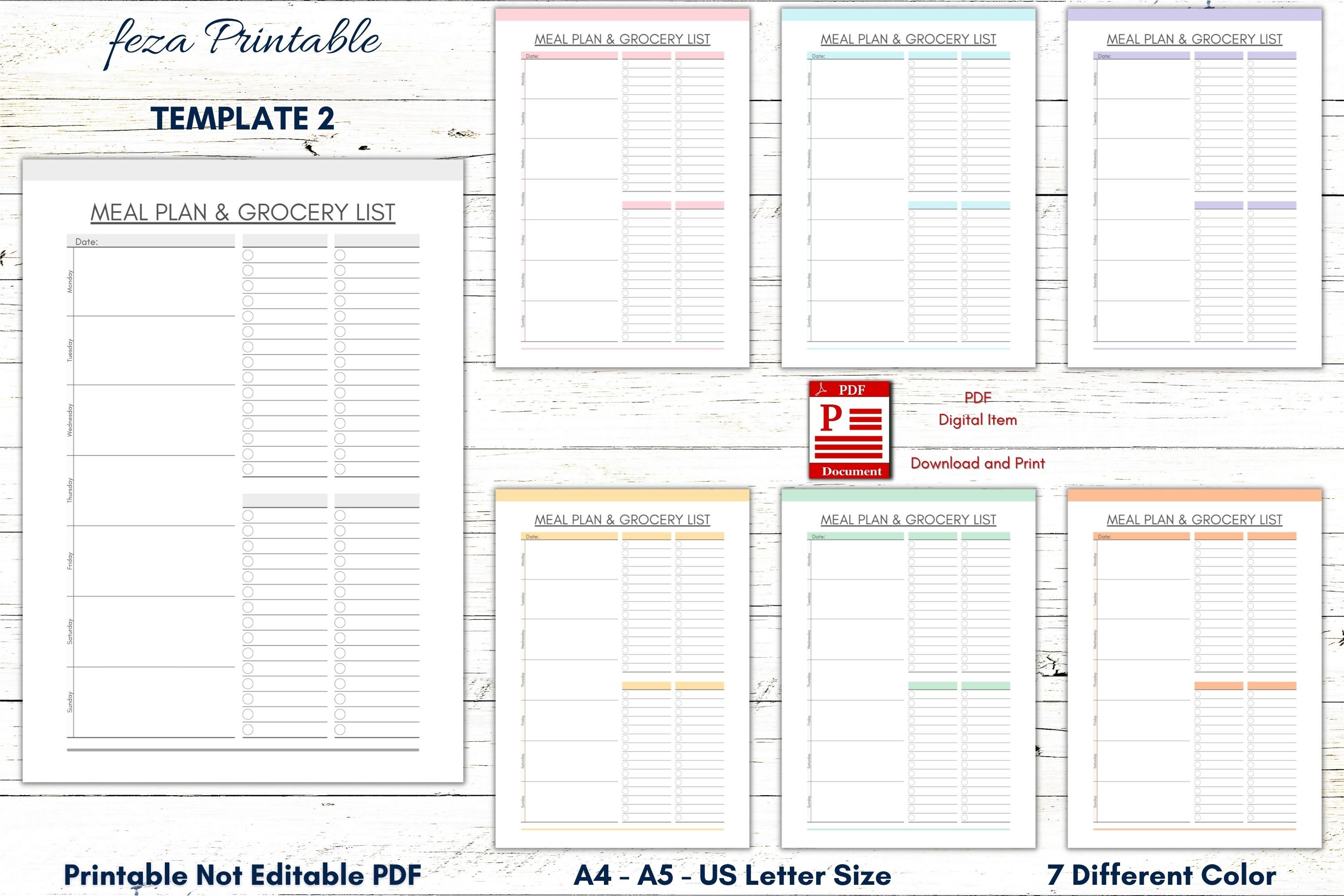 Printable Grocery List, Printable Groceries Planner, Printable Food ...