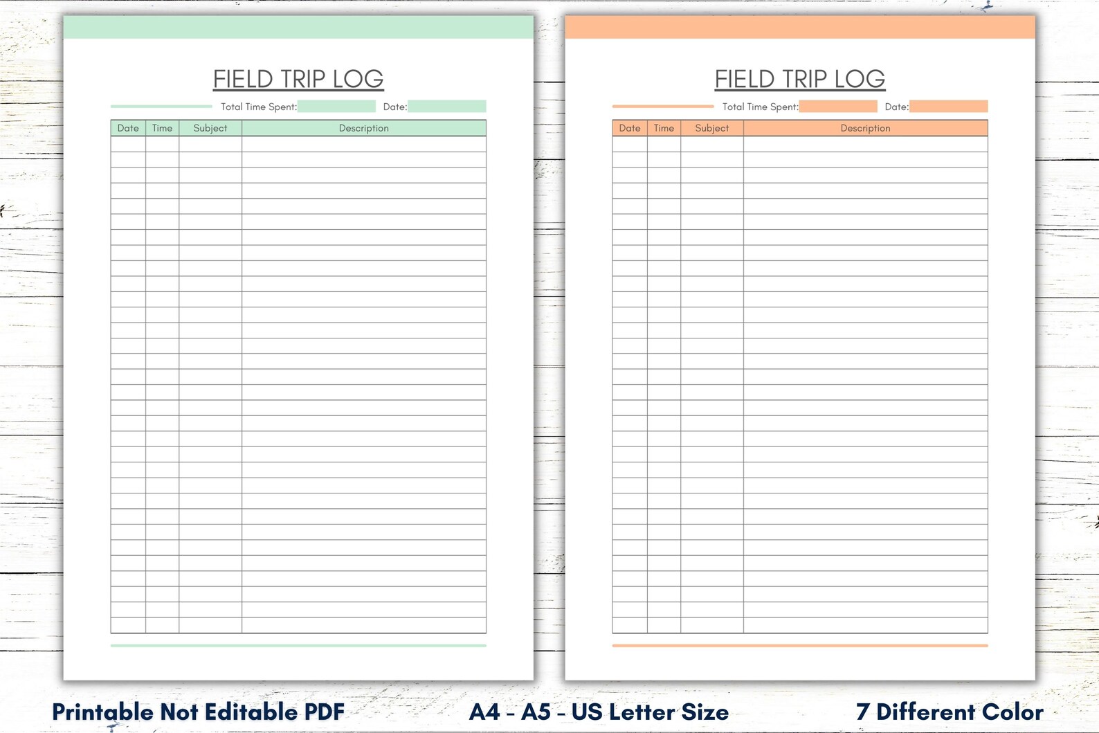 Printable Field Trip Log, Field Trip Template, Field Trip Sheet ...