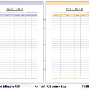 Printable Price Book Template, Price Planner, Budget Planner, Budget ...