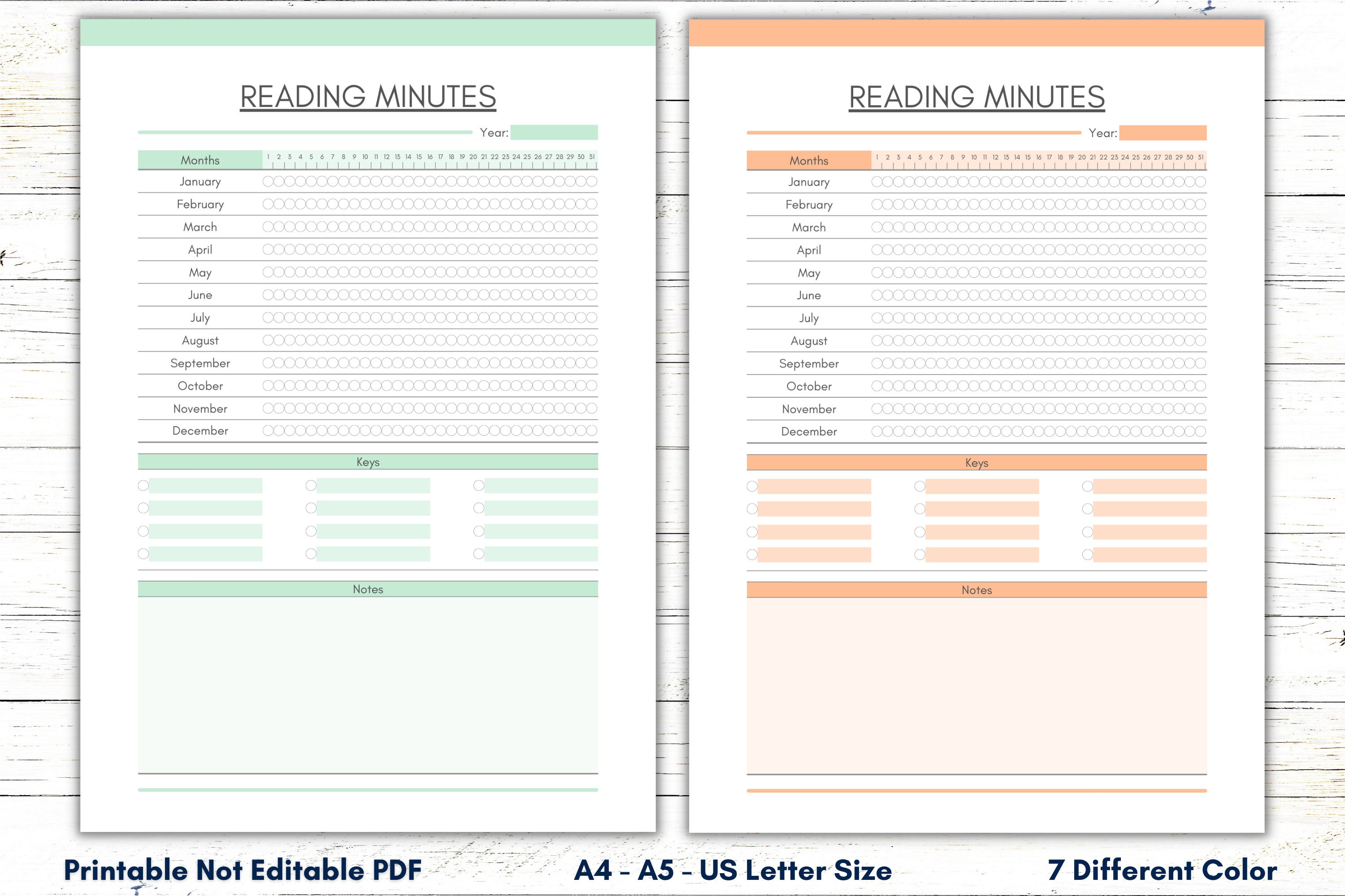 Reading Minutes Tracker Printable Template, Time Spend Reading Tracker ...