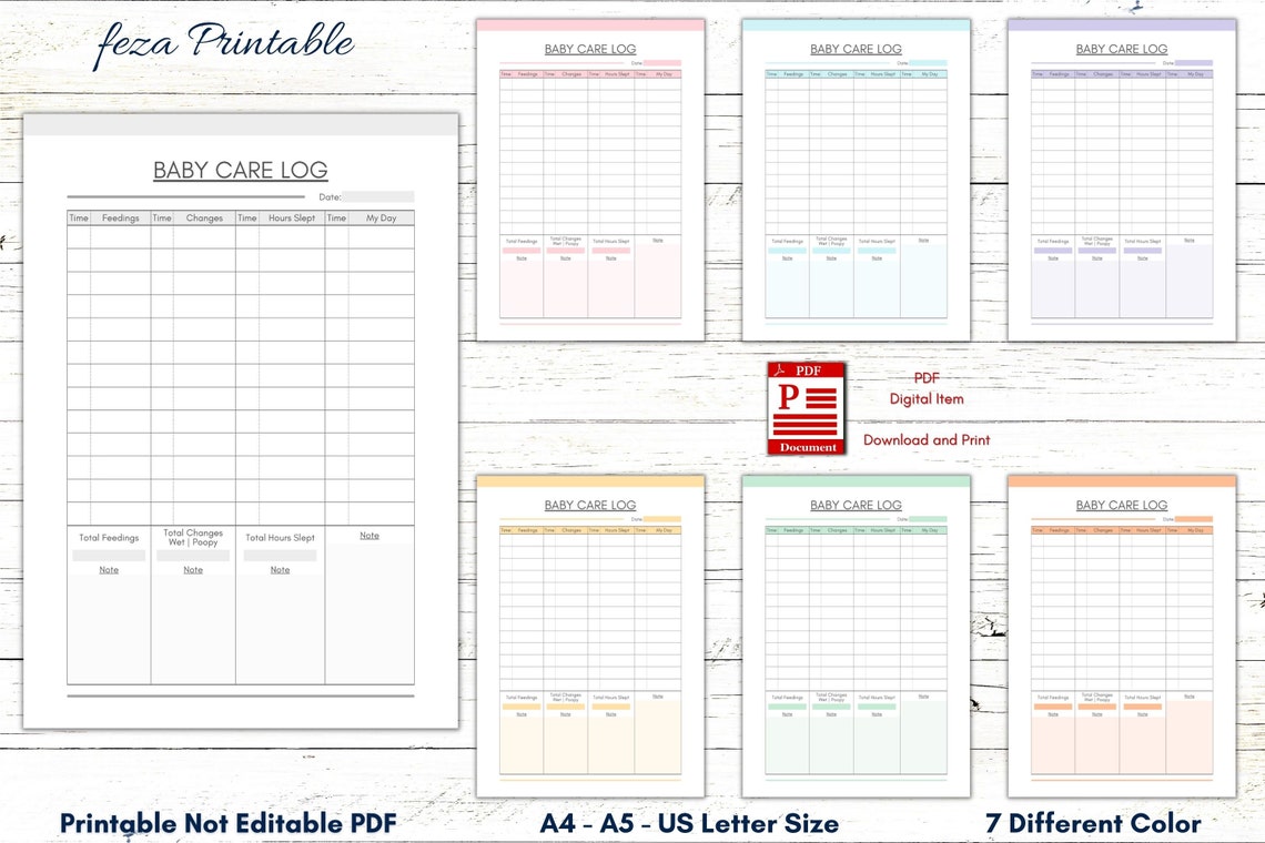 Printable Baby Care Log, Baby Care Planner Sheet, Baby Care Tracker ...