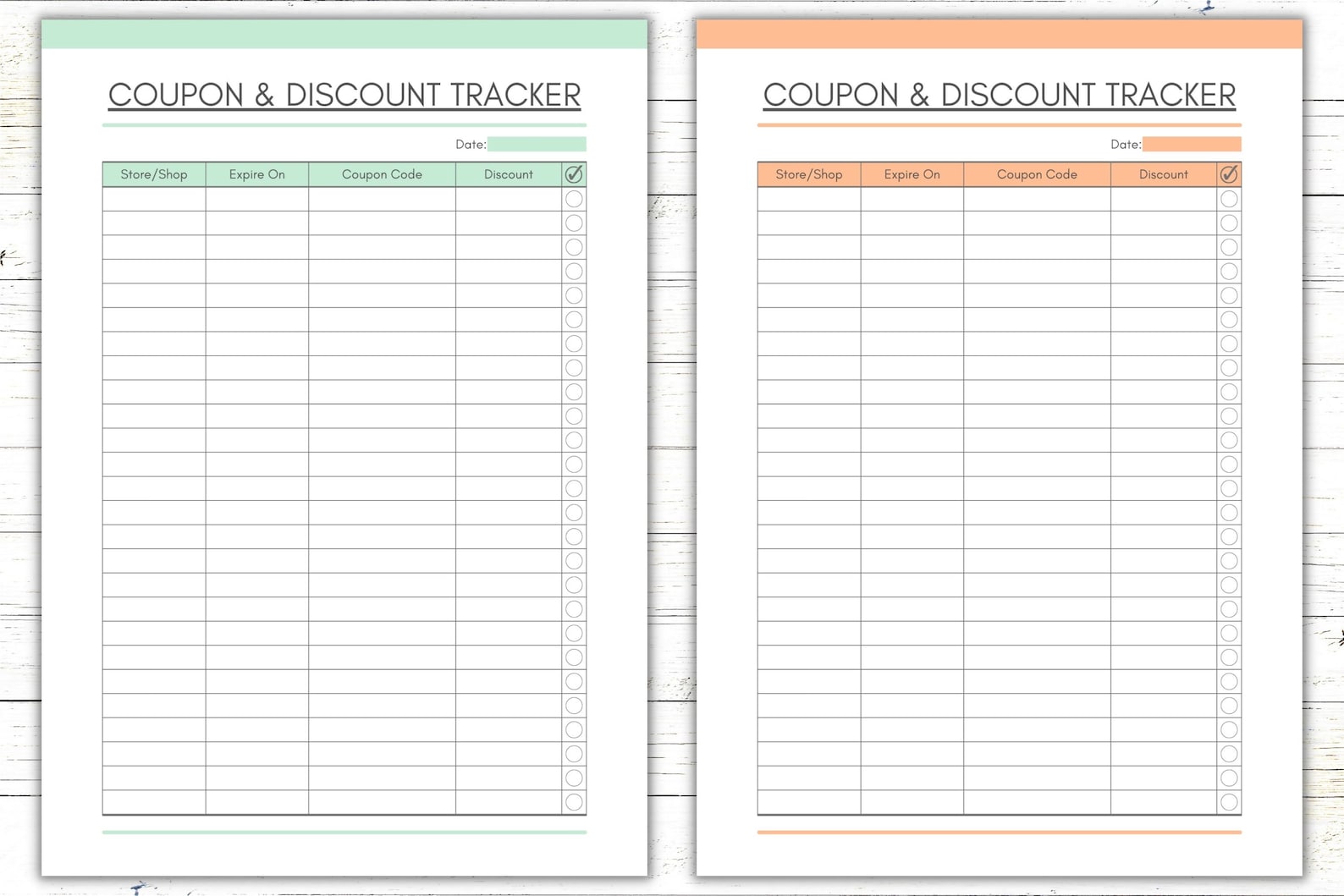 Printable Coupon Code Tracker, Coupon Organizer, Discount Tracker ...
