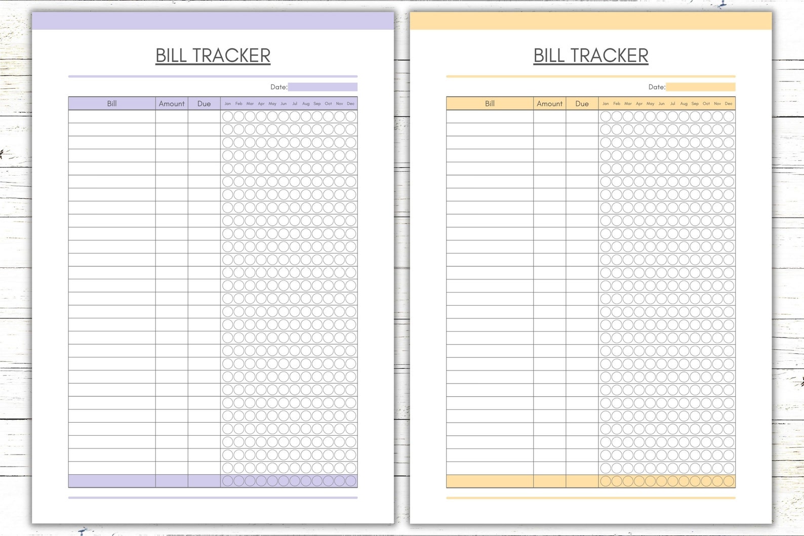 Printable Bill Payment Sheet, Monthly Bills Record, Bill Tracking Sheet ...
